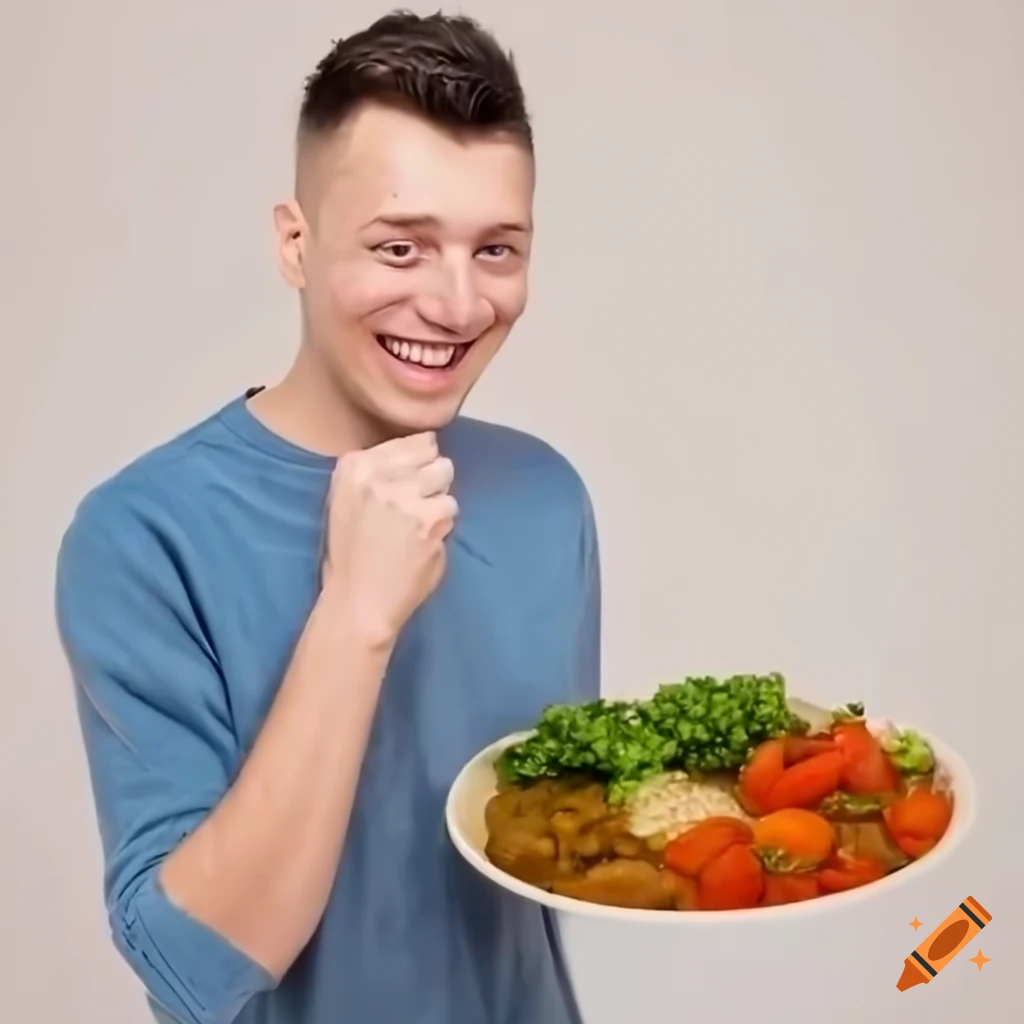 Man enjoying a plate of homemade healthy food