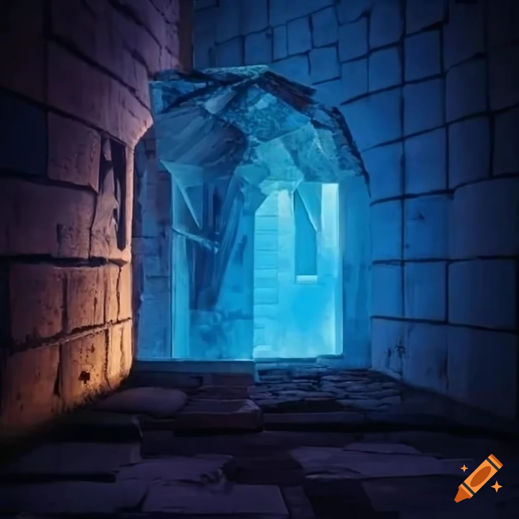 Dimensional gateway on a winter night street on Craiyon