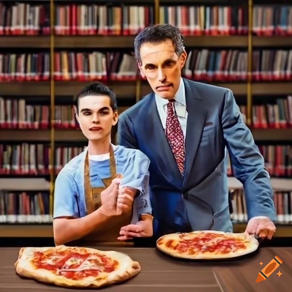 Humorous image of Ben Shapiro and Jordan Peterson making pizza on Craiyon