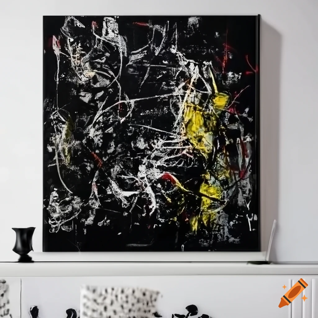 Abstract expressionism art by basquiat in a modern interior setting on ...