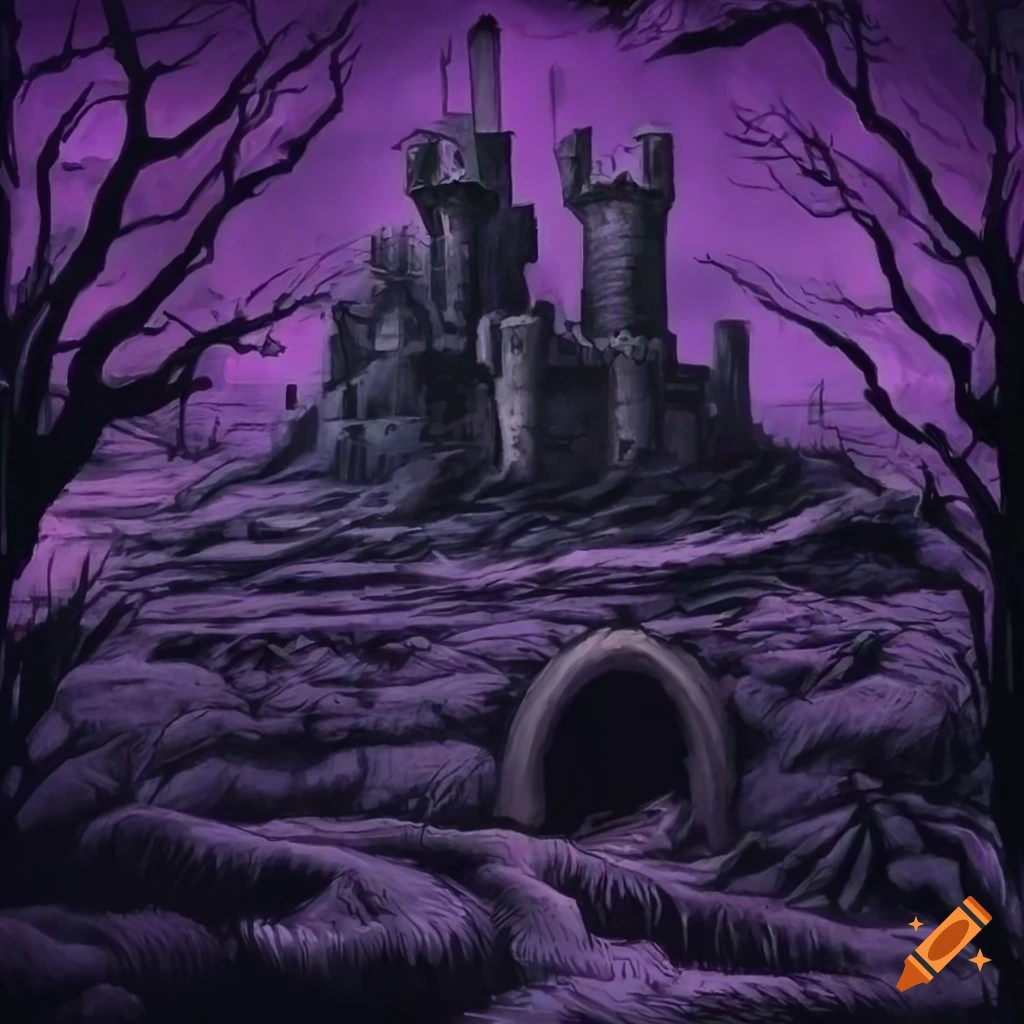 Sinister gothic style fantasy book cover with a large stone castle