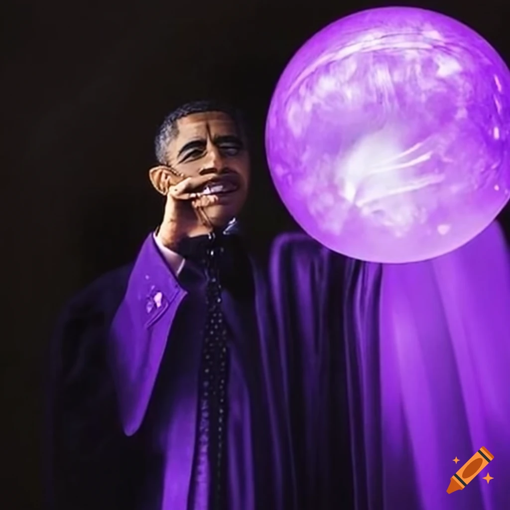Satirical image of obama as a wizard with a crystal ball