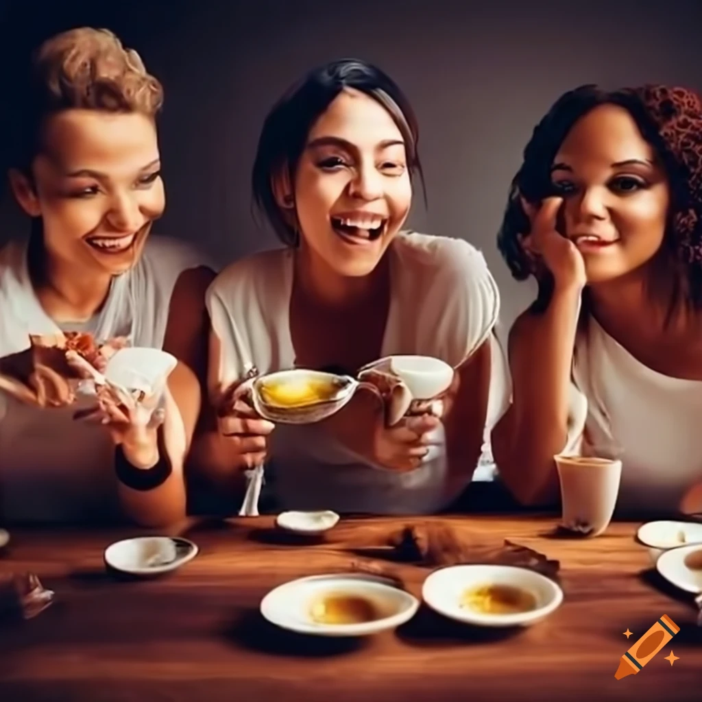 Diverse group of women at a soup party on Craiyon