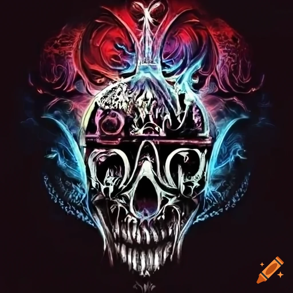 Psychedelic heavy metal wizard logo on Craiyon