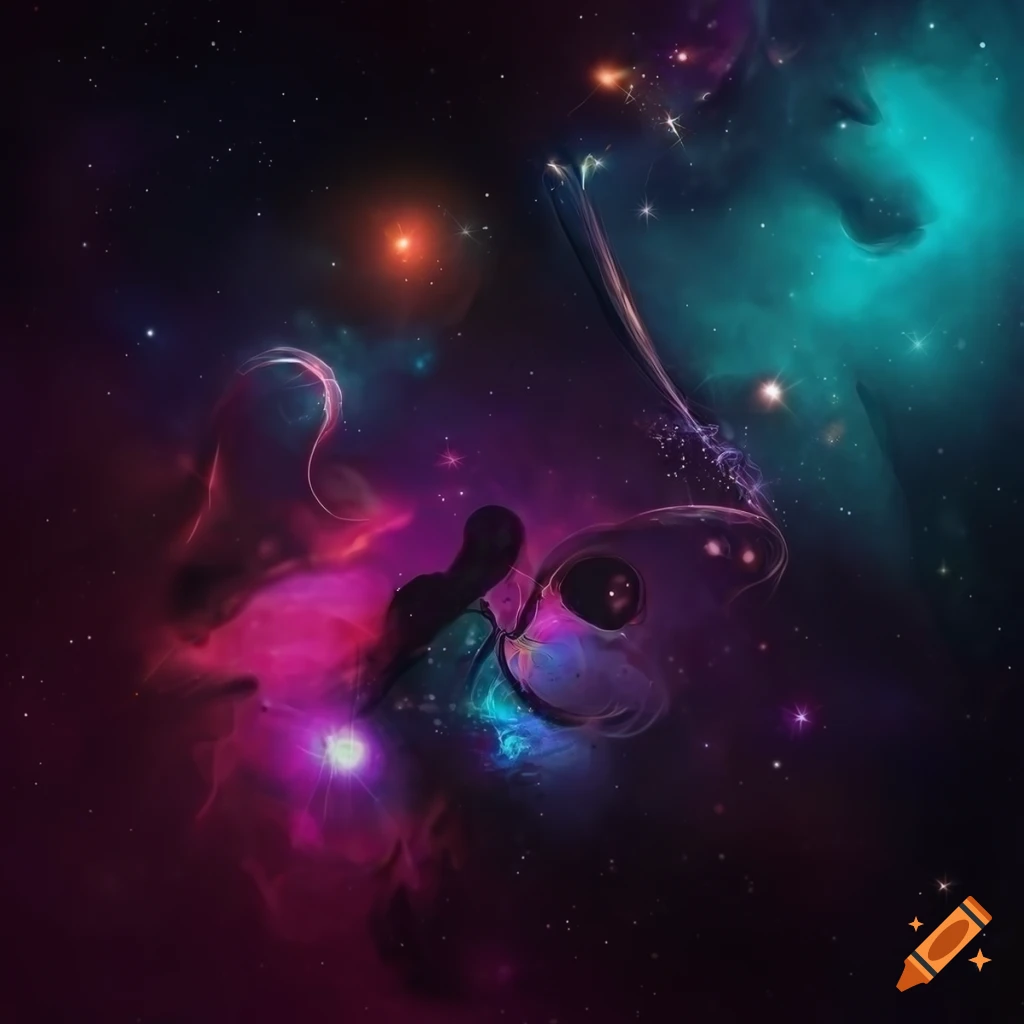 A fantasy scene with a sorcerer speaking to the stars on Craiyon