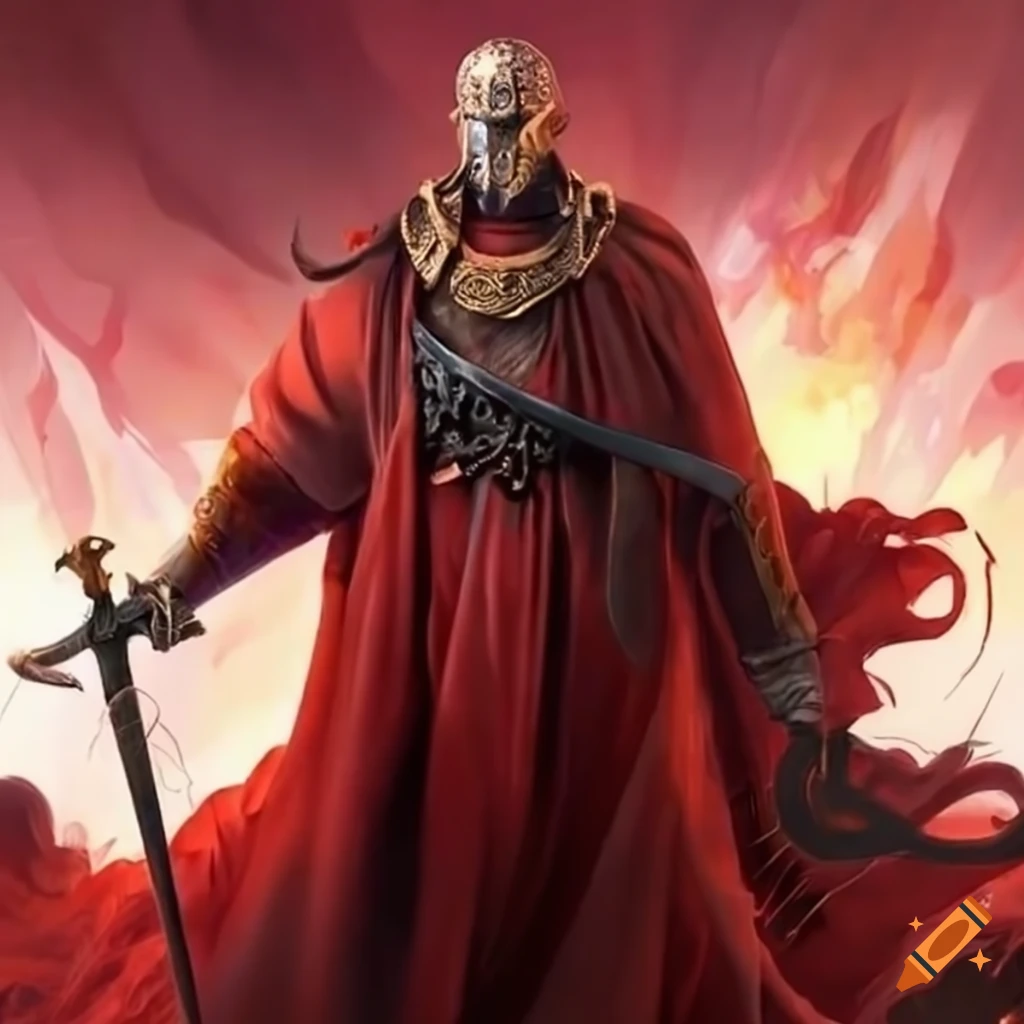 Image of a warrior king wielding a sword on Craiyon