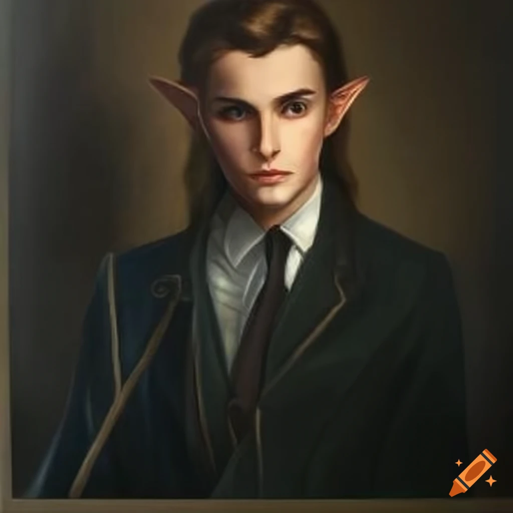Portrait of a stylish young half elf male on Craiyon