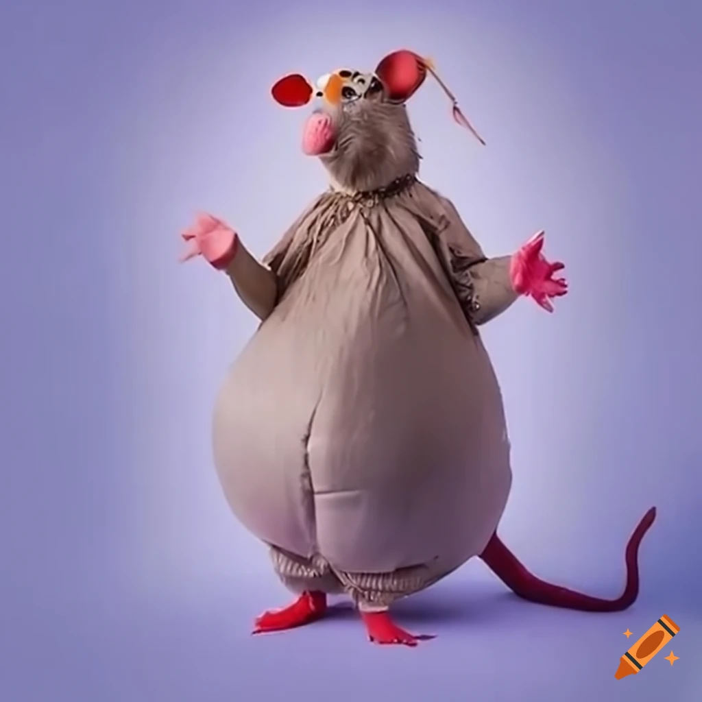 Little girl wearing an inflated rat costume on Craiyon