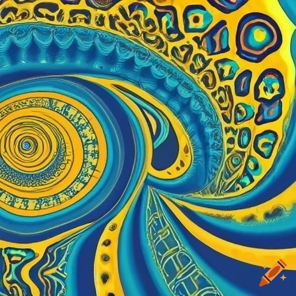 African pattern in blue and yellow on Craiyon