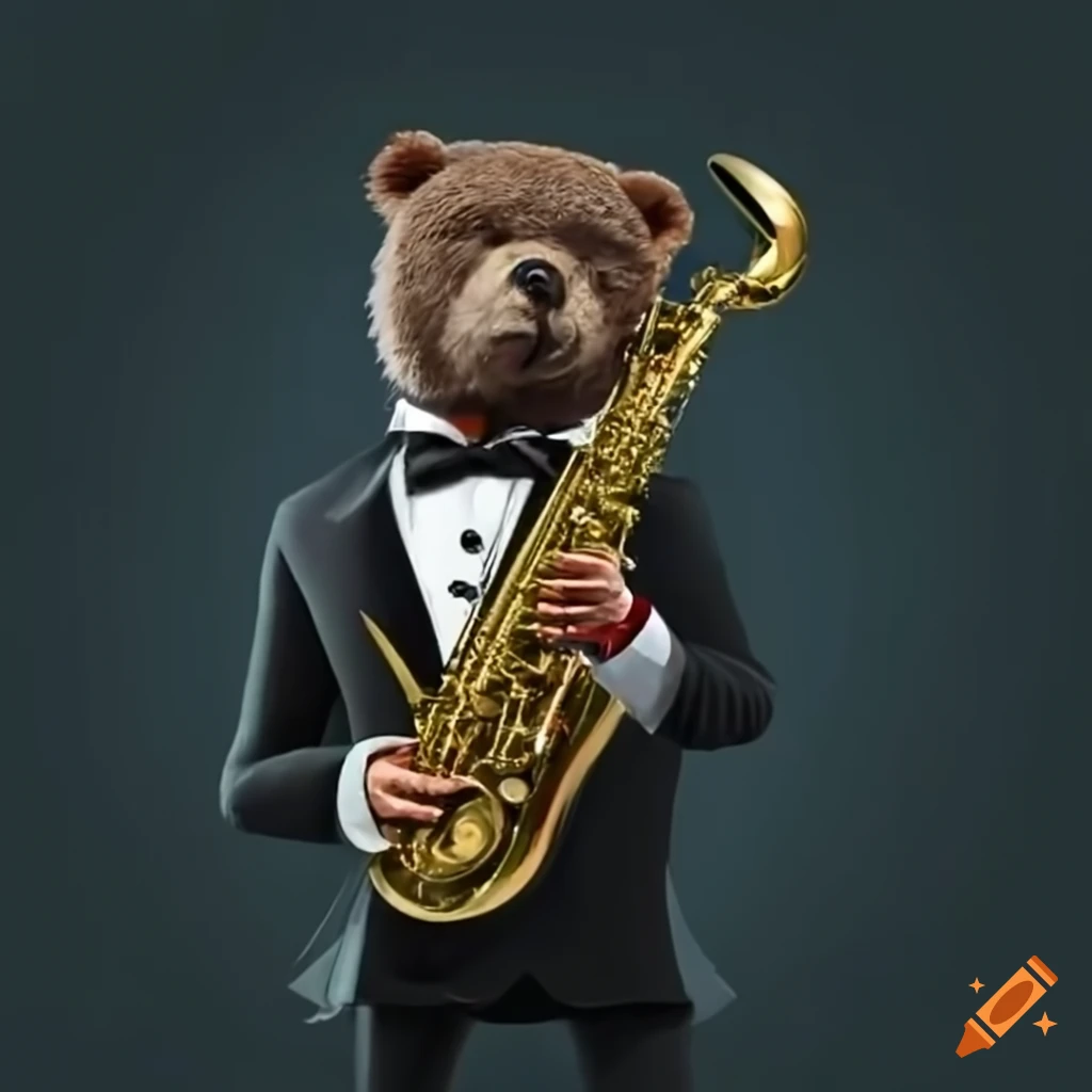 Winged bear with a gold crown playing a gramophone on Craiyon