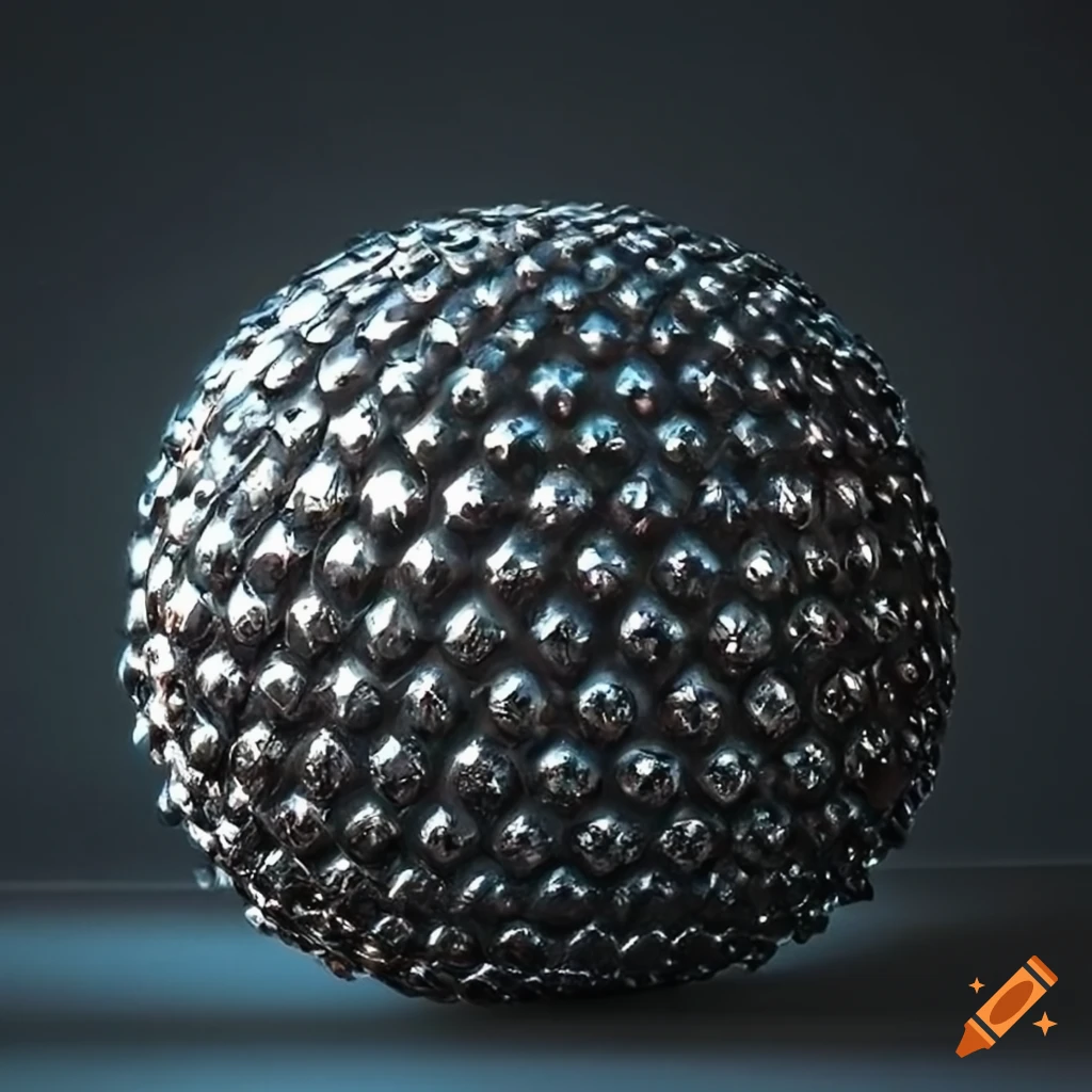 Studded metal iron sphere with a reinforced band on Craiyon