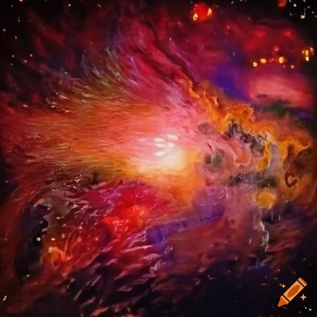 Painting with mysterious exploding galaxies