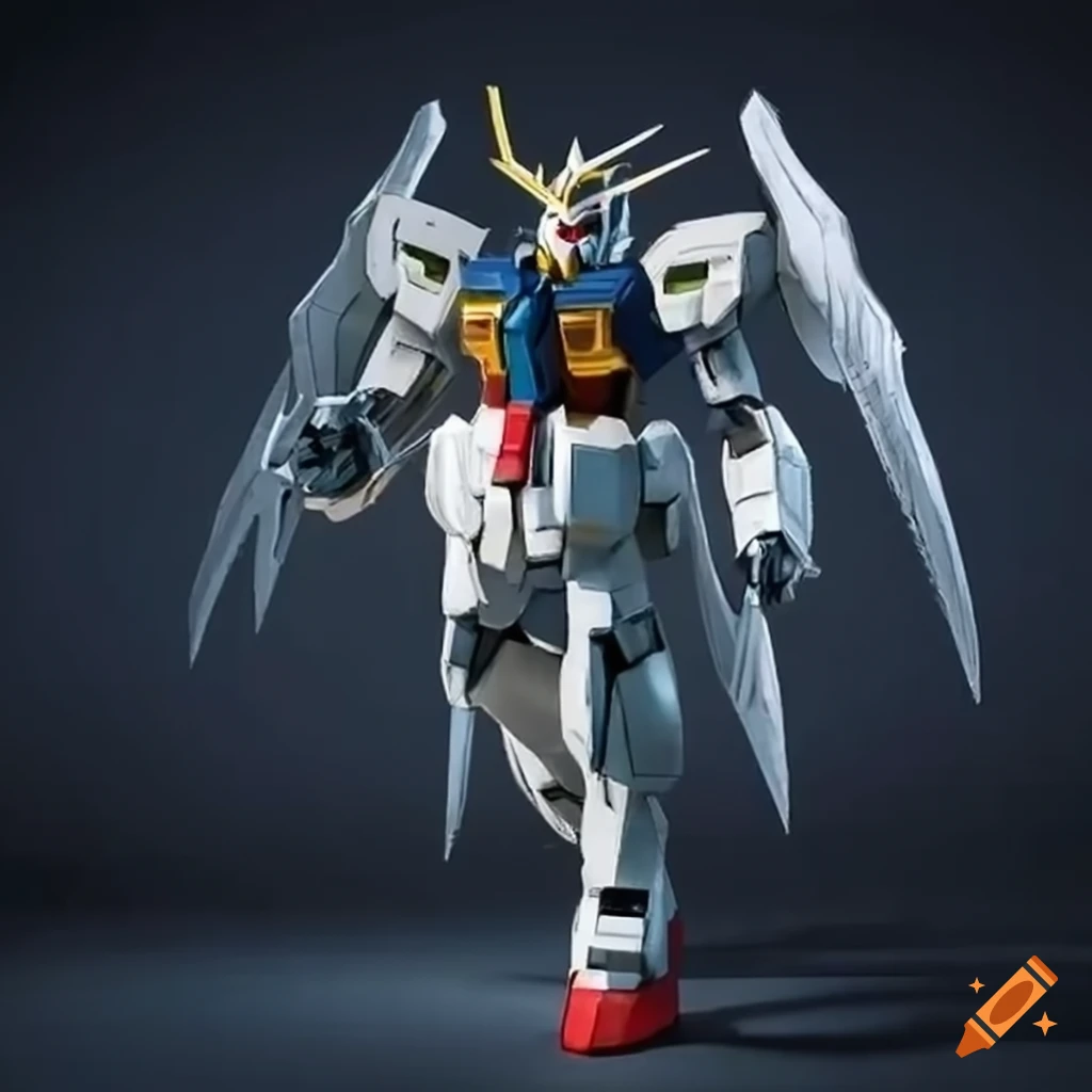 Image of a Gundam with energy wings and sickle on Craiyon