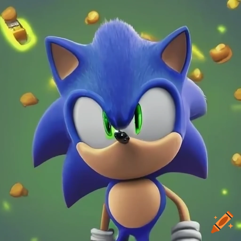 Sonic the hedgehog character from the live-action movie on Craiyon