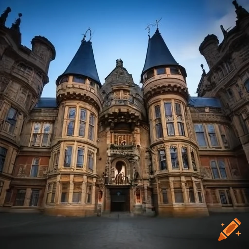 Exterior view of a grand victorian castle