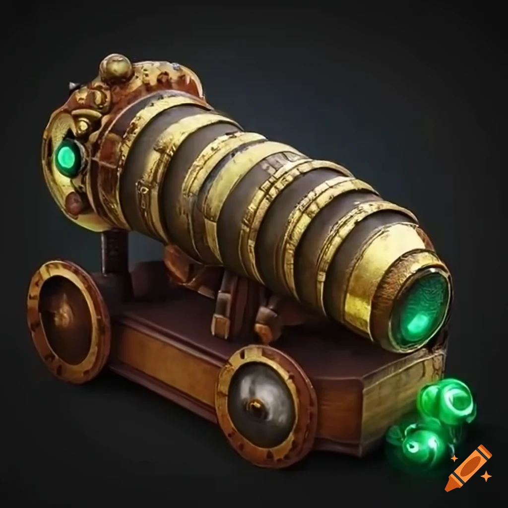 Image of a steampunk cannon with healing shield
