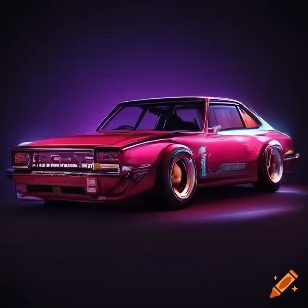 8k render of a retro sports car with neon lights