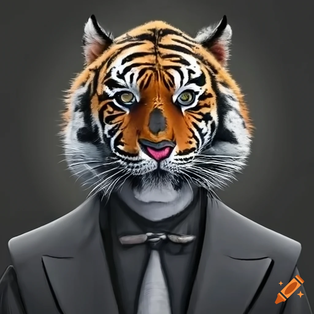 Tiger in a stylish black suit