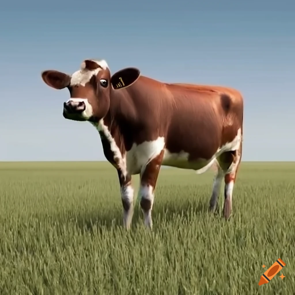Close-up of a realistic cow on plain land