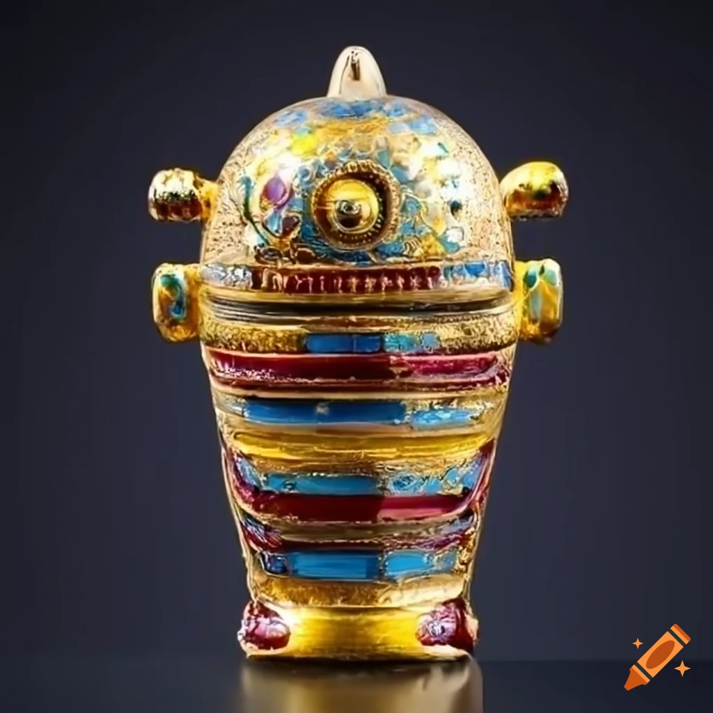 Cloisonne android robot doll with unique aura on Craiyon