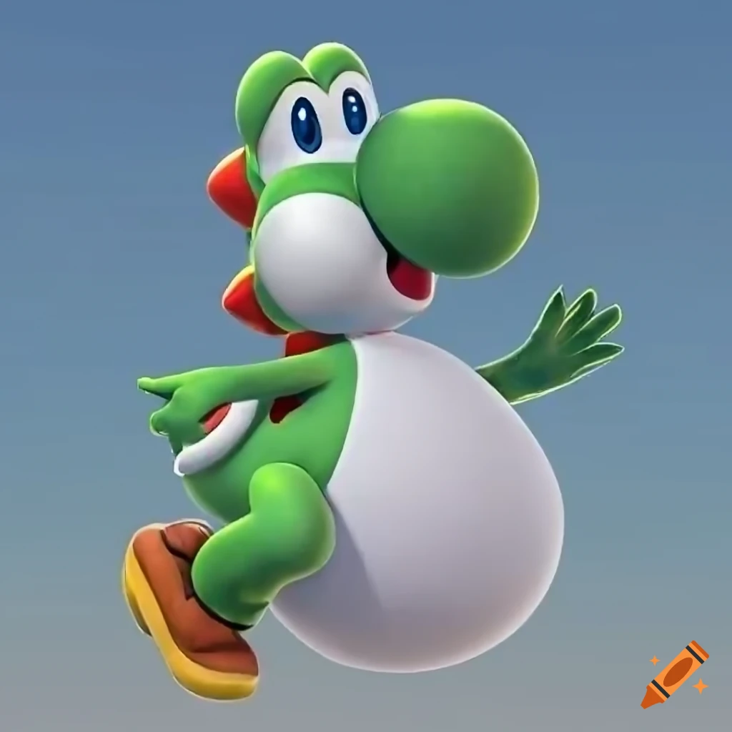 Yoshi from super mario bros. with a large tummy on Craiyon