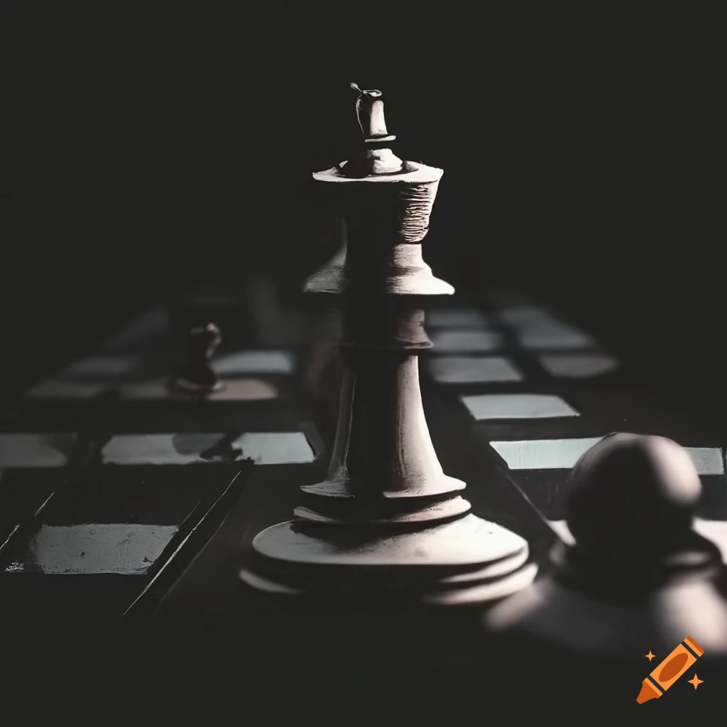 Linocut print of a chess game on Craiyon