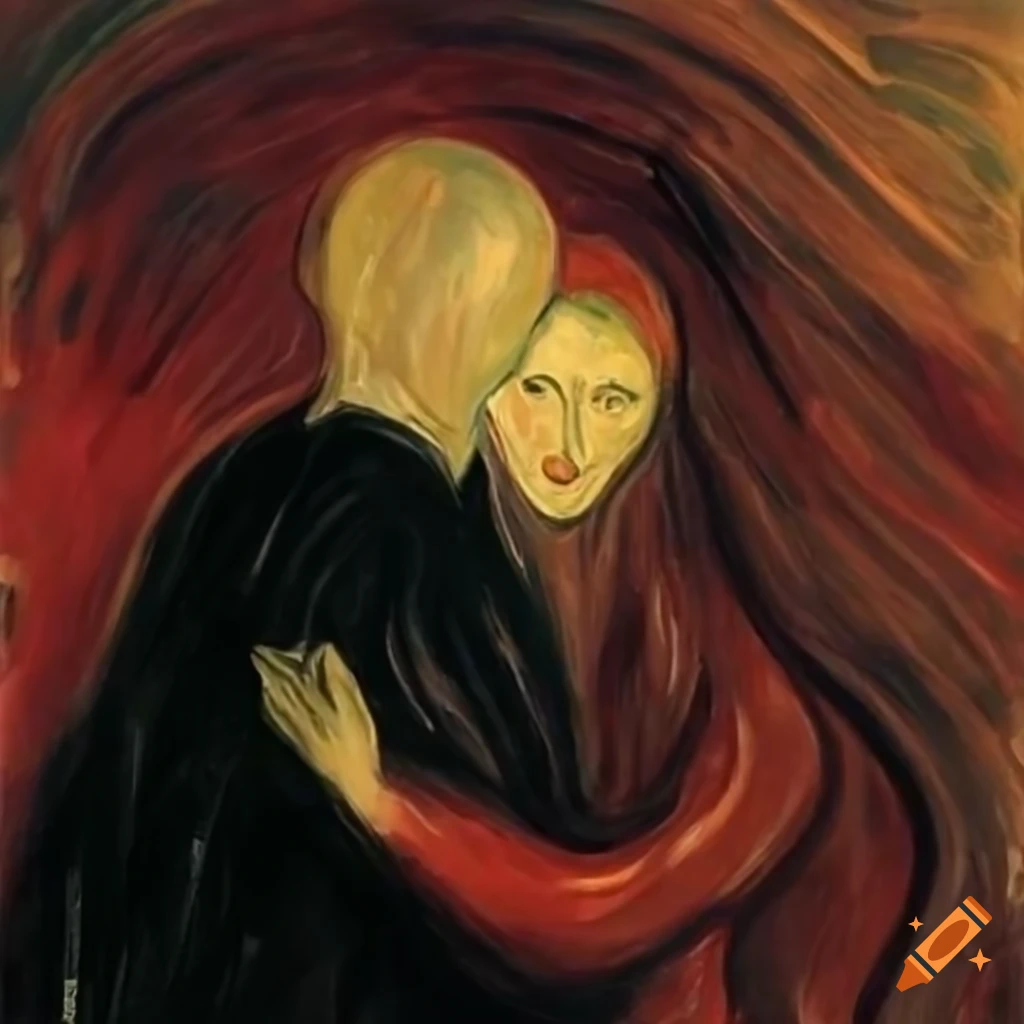 Painting inspired by edvard munch's love and pain