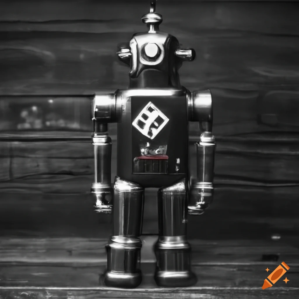 Artwork of a candy-themed robot in a noir setting on Craiyon