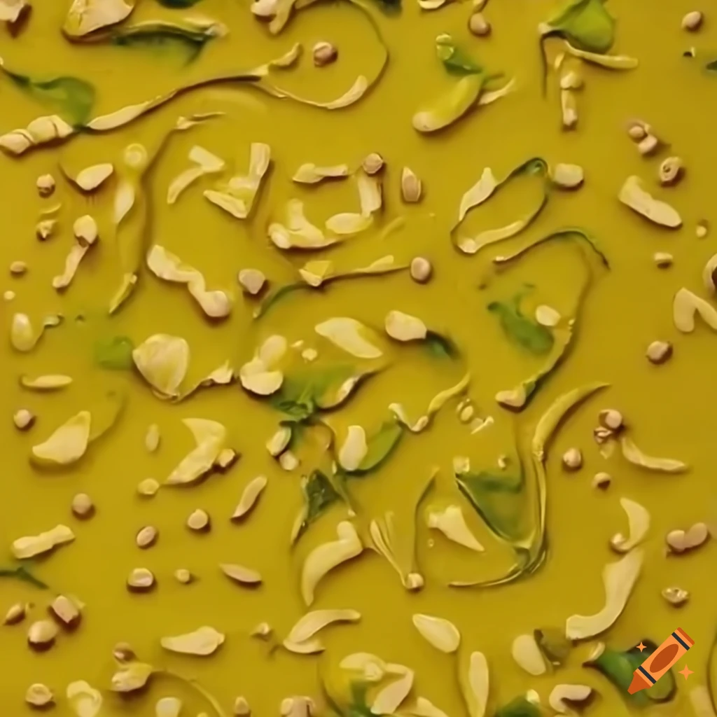 Surrealistic painting of split pea soup