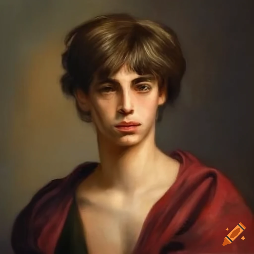 Detailed oil painting of a confident male god