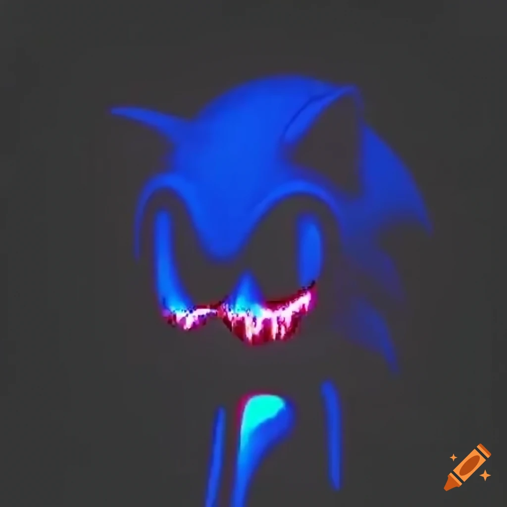 Disturbing glitchy digital art with sonic exe theme on Craiyon