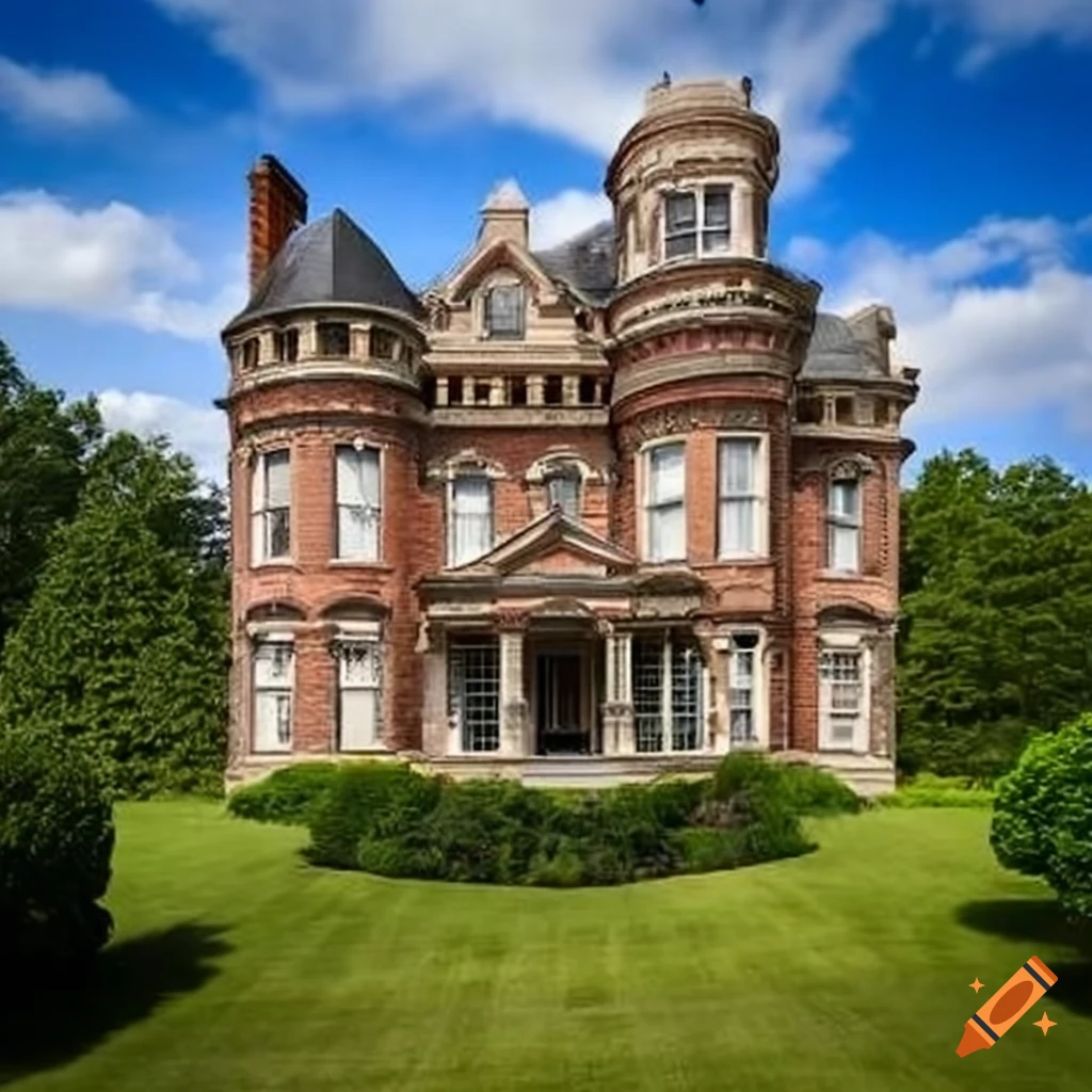 Victorian mansion with a portico on Craiyon