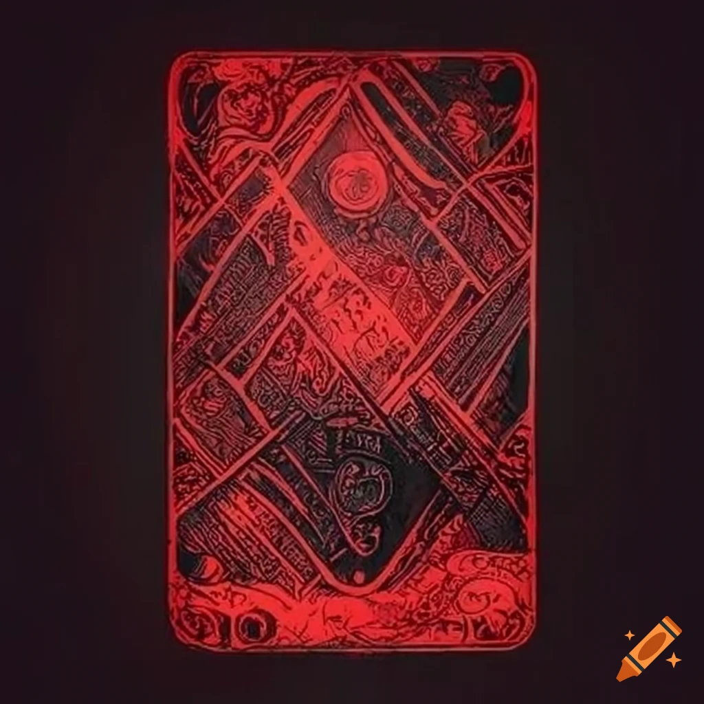 Black and red ink tarot card on Craiyon