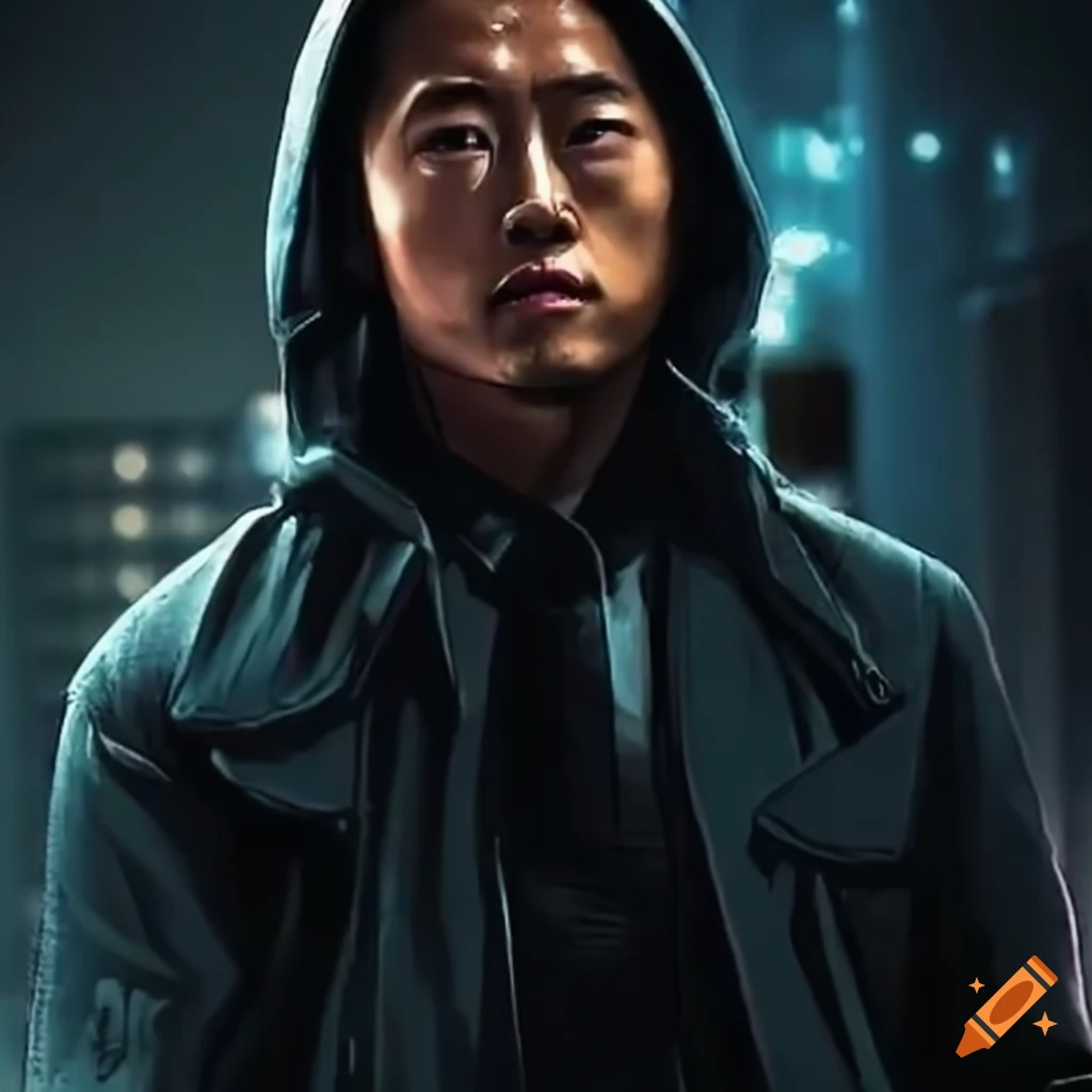 Image of steven yeun as an undercover cop