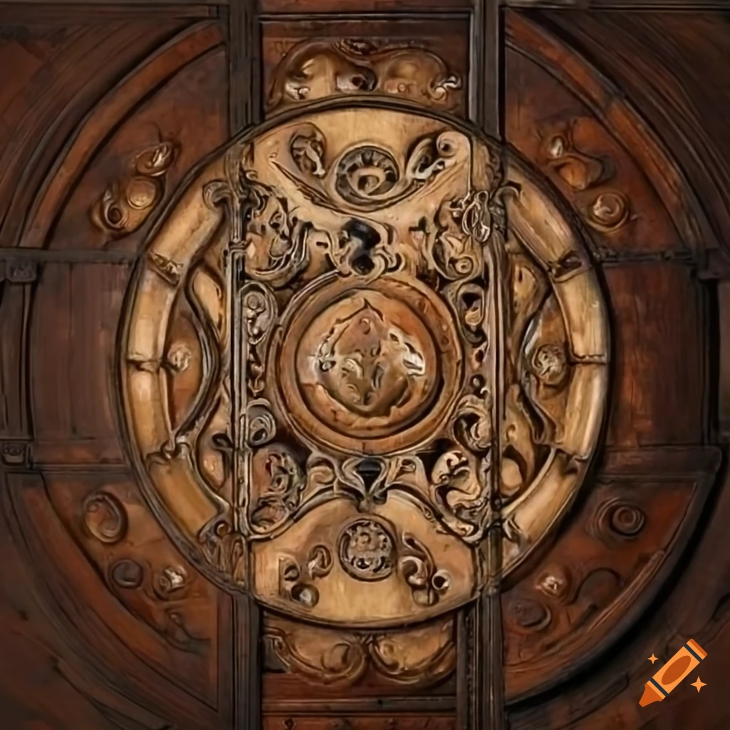 Metal door with river sigil inlaid design on Craiyon