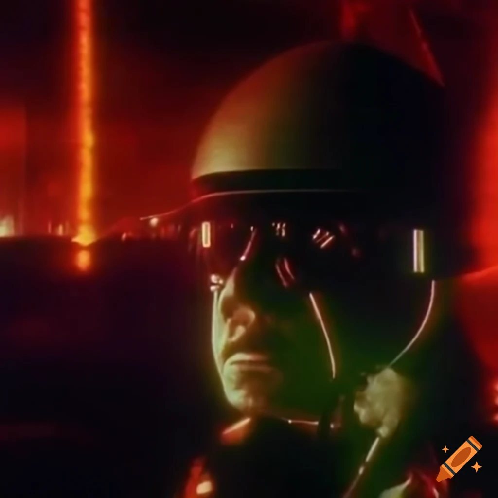 Screenshot of a sci-fi scene with lava streaming and nazi costume on ...