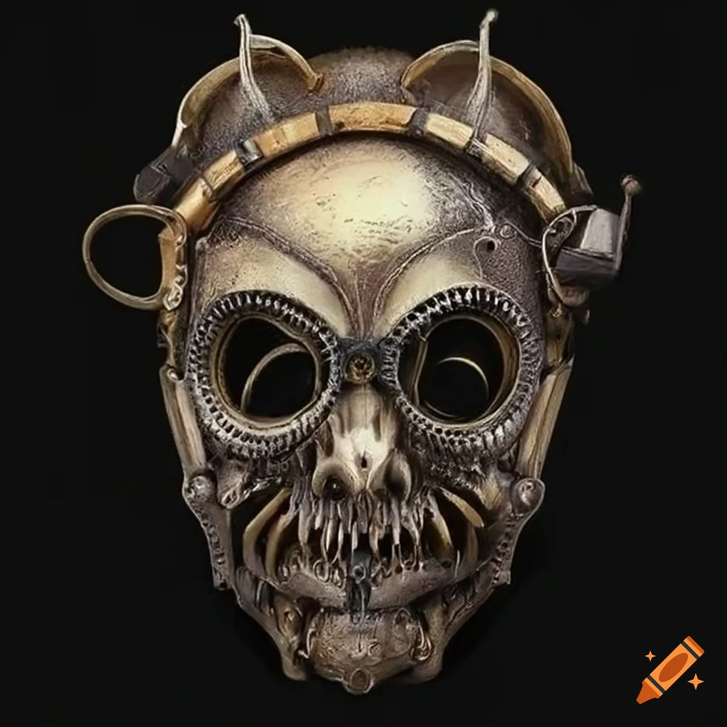 Impressive steampunk mask depicting a demonic entity