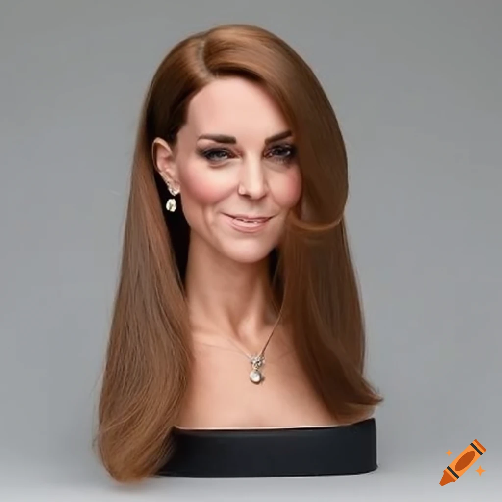 Lifelike kate middleton styling head on a stand