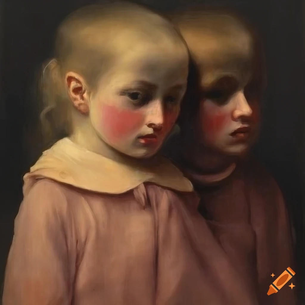 Impressionist painting of two shy young ladies with soft colors on Craiyon