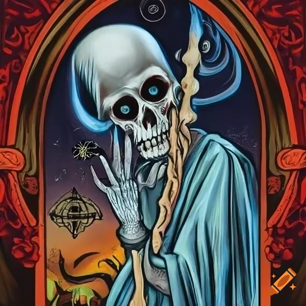 Illustration of the death tarot card on Craiyon