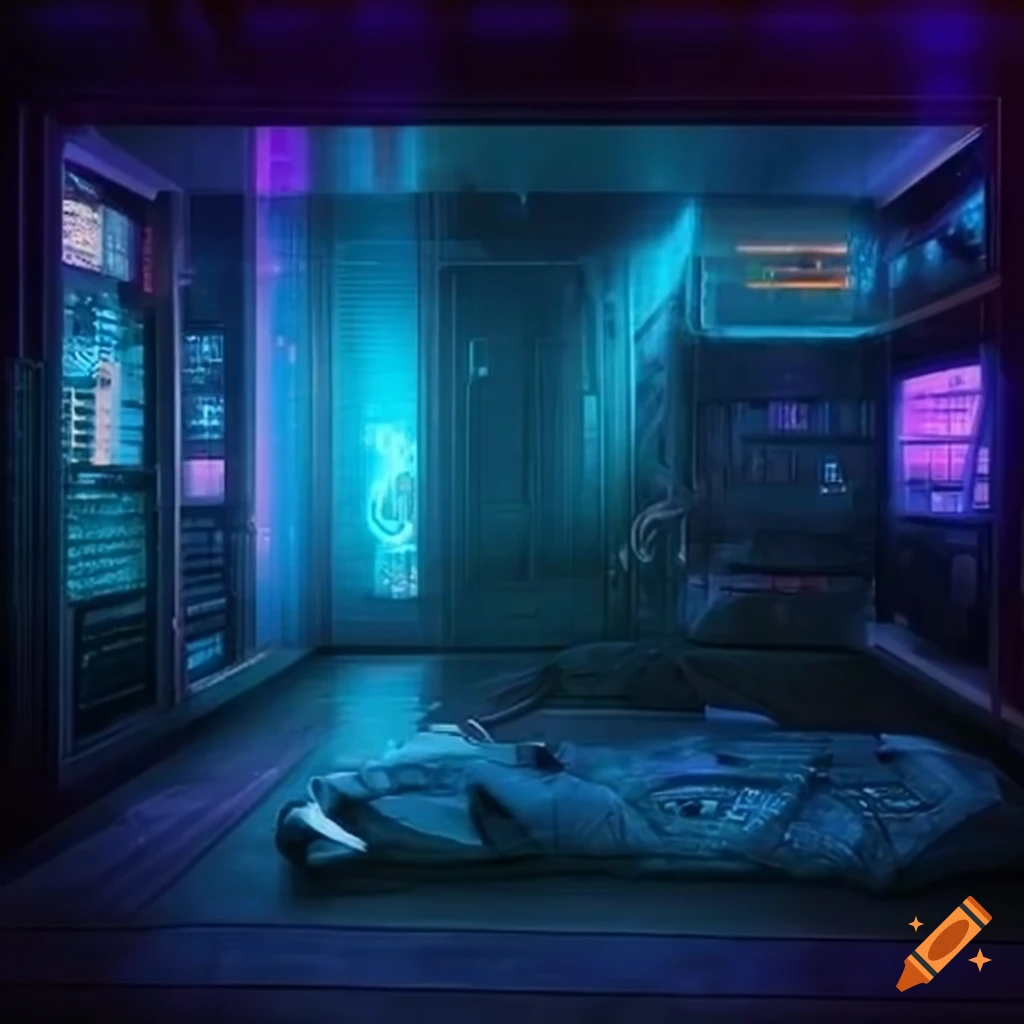 Futuristic cyberpunk room
