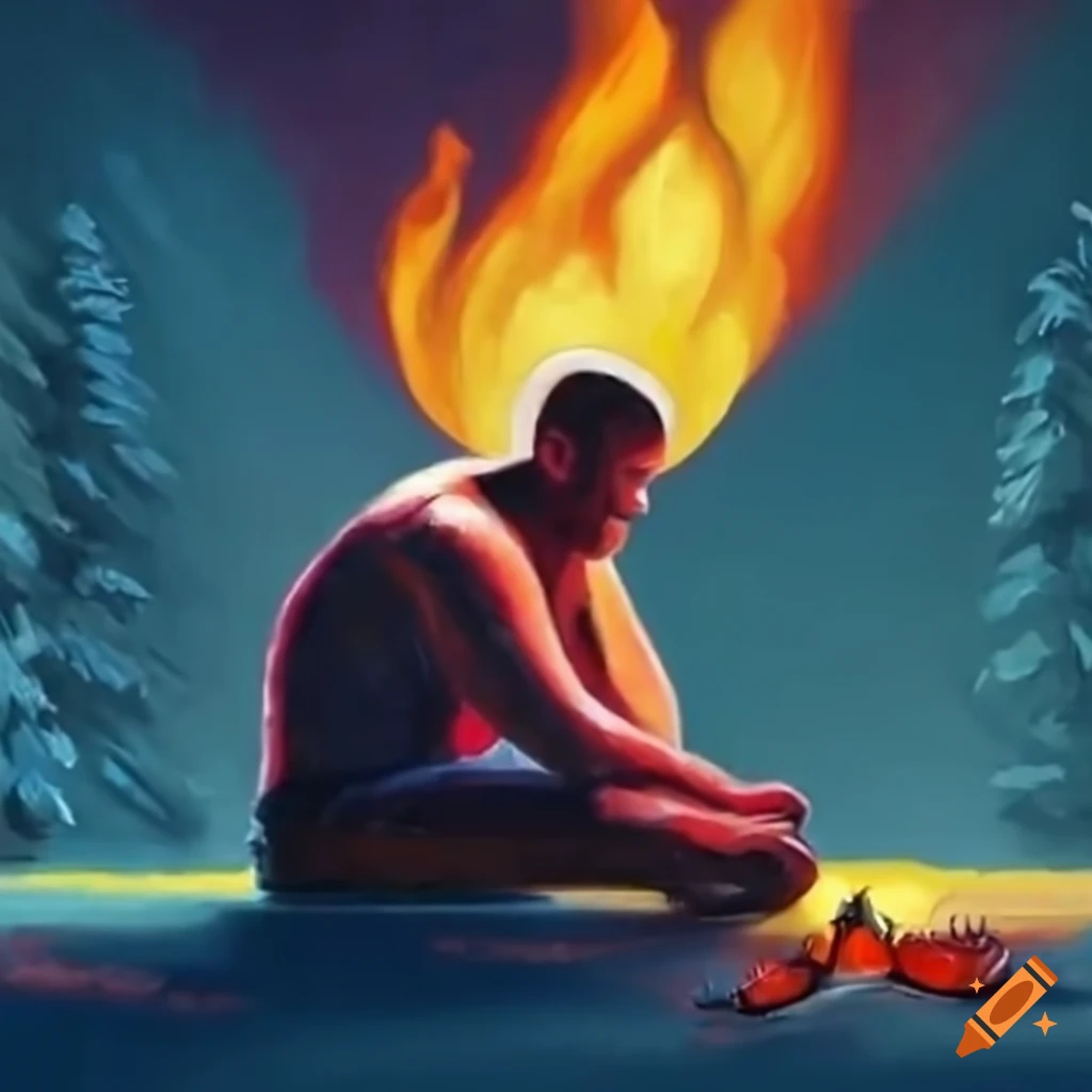 Artwork depicting a fire behind translucent glass by rene magritte on ...