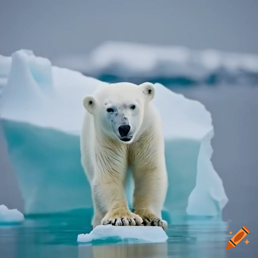 Polar bear standing on an iceberg on Craiyon