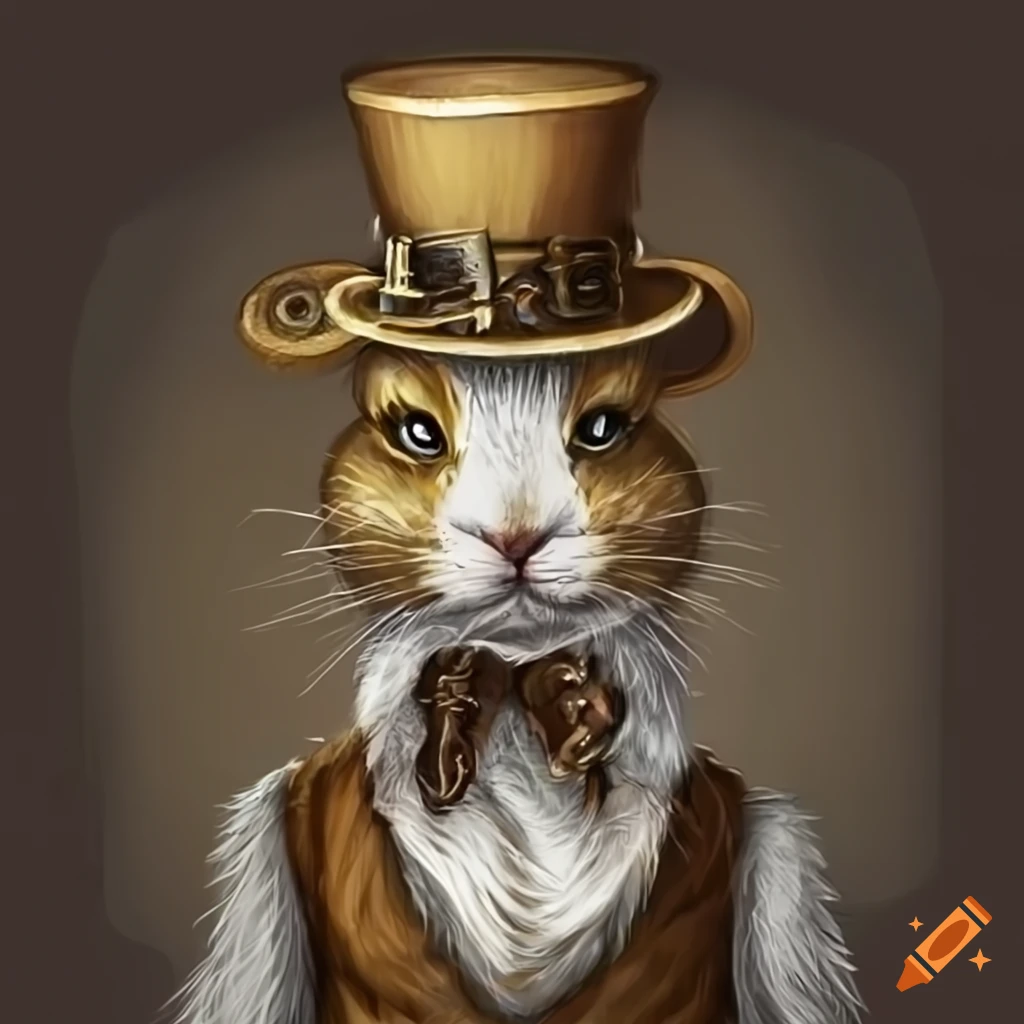 Steampunk rabbit wearing a monocle and tophat on Craiyon