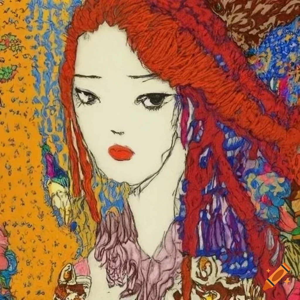 Hand-drawn anime portrait by yoshitaka amano