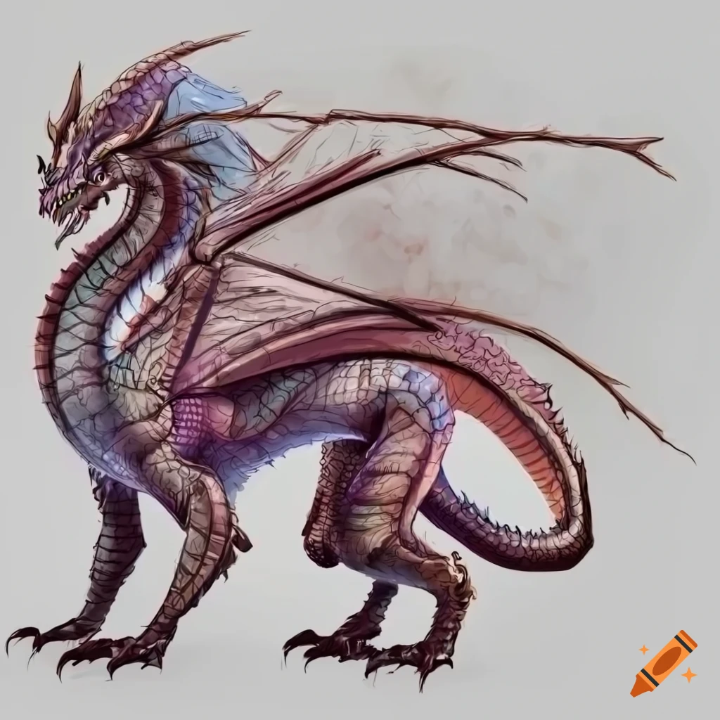Dragon full body concept designs, side view on Craiyon