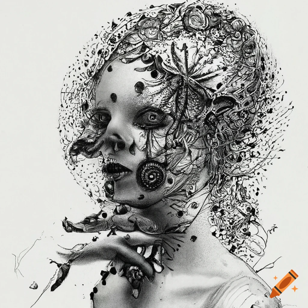 Intricate black-ink artwork on Craiyon