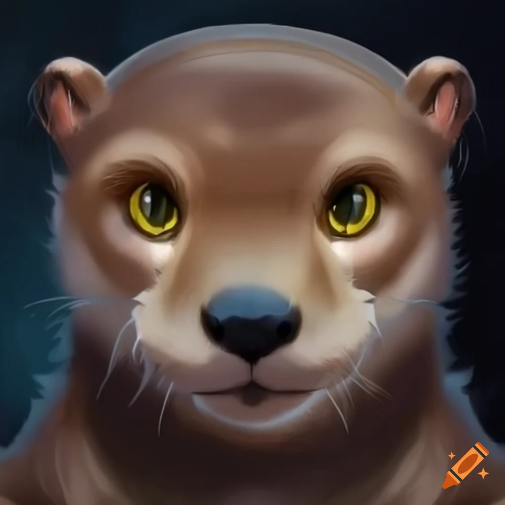Close-up of a furry otter with yellow eyes on Craiyon