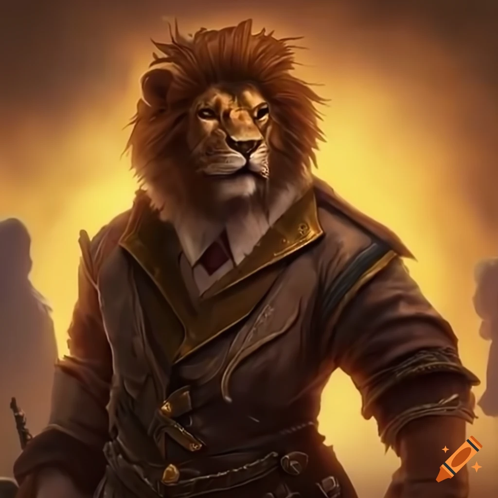 White-robed lion wizard in intense background on Craiyon