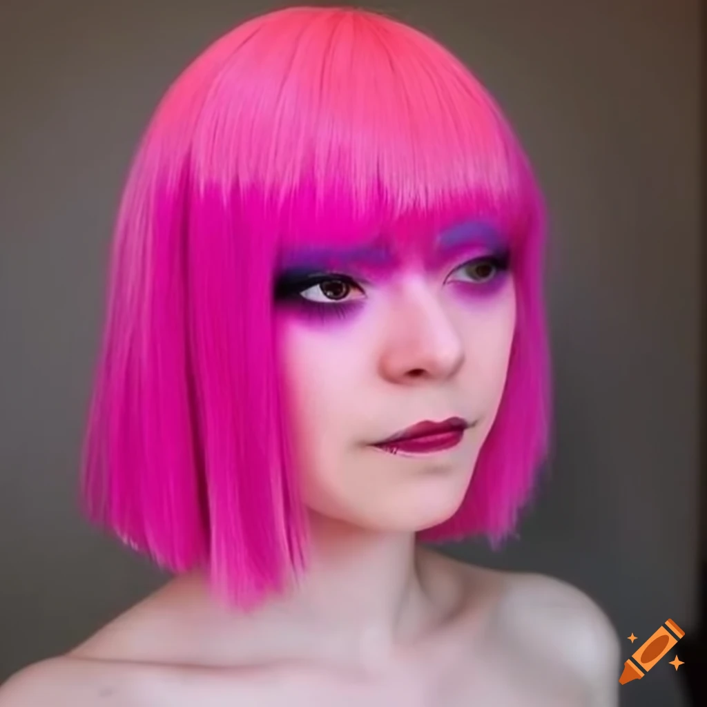 Vibrant sci-fi character with unique style and pink makeup